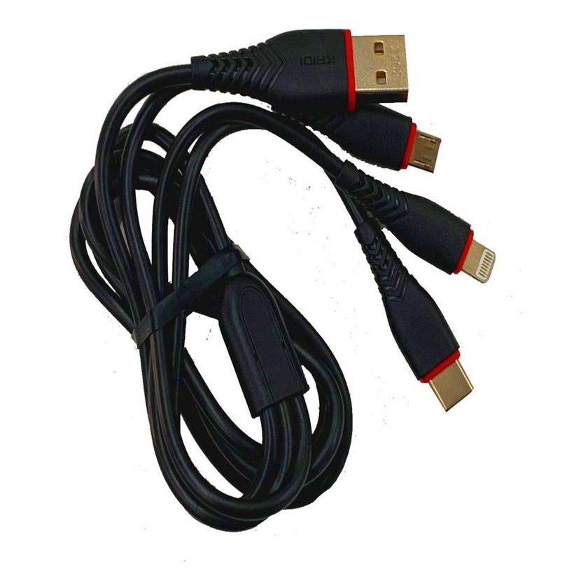 Cabo De Carregador Multi USB Carga Rapida 3 em 1 USB Tipo C, Micro USB e iPhone USB | Shopee Brasil