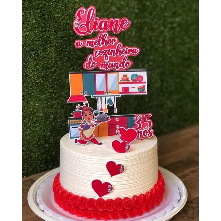 Topo-topper De Bolo Personalizado Cozinheira | Shopee Brasil