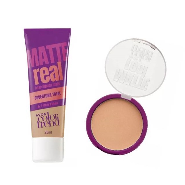 Kit Maquiagem Base e Po Compacto Matte Real Avon Color Trend - Combine ...