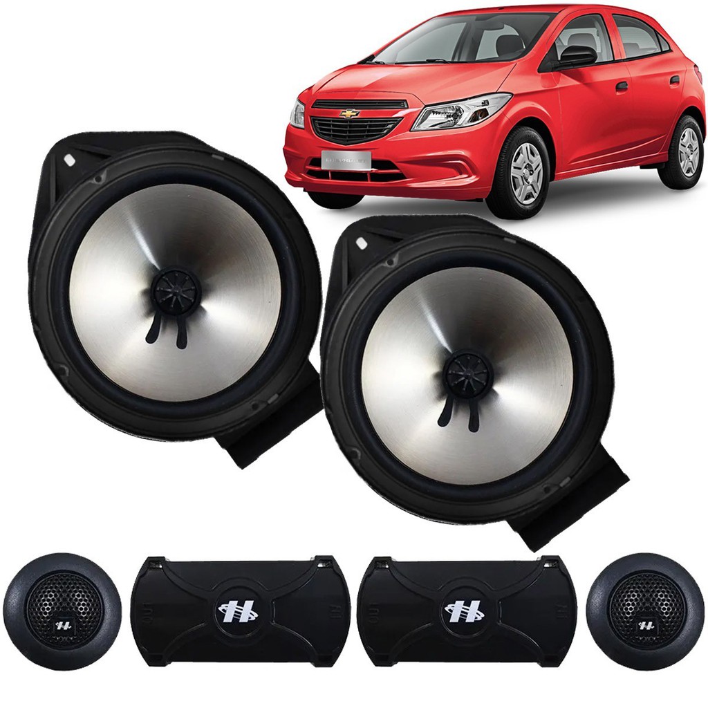 Kit 2 Vias Hurricane Chevrolet Onix Auto Falante 6 Polegadas Q6.2 160w Rms Crossover e Tweeter ...