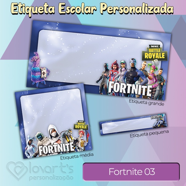 FORTNITE 03 - Kit de Etiqueta Escolar Personalizada / Cartela de ...