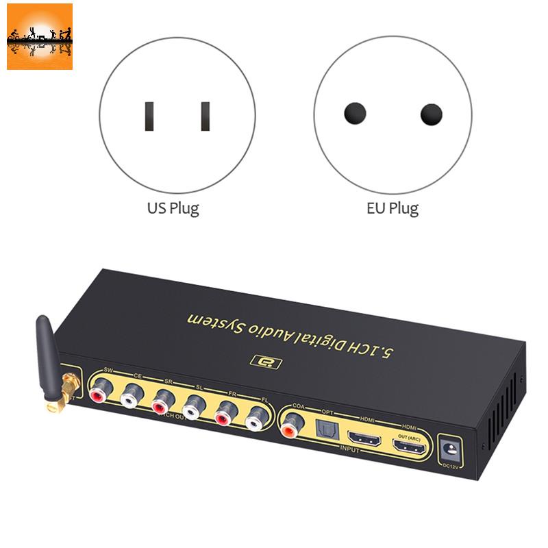 Dts 5.1ch Conversor De Áudio Decodificador Bluethooth 5.0 Dac Hdmi Arc Spdif Coaxial Para Rca ...