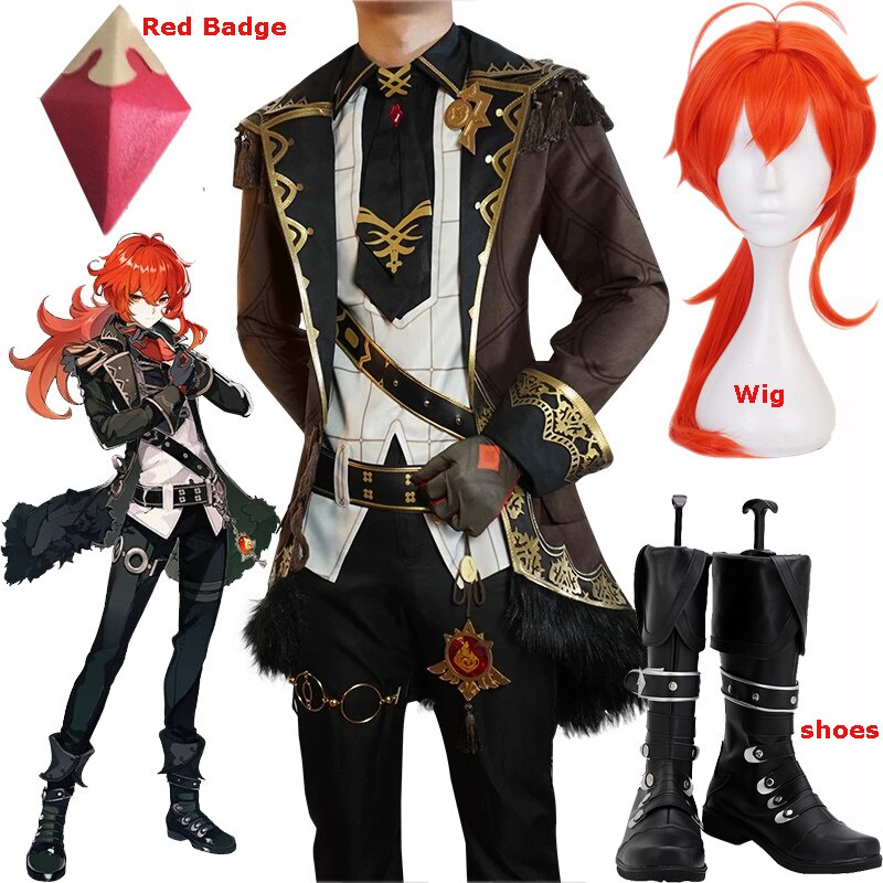 Jogo genshin diluk Impacto cosplay Traje diluc outfit shoes anime ...