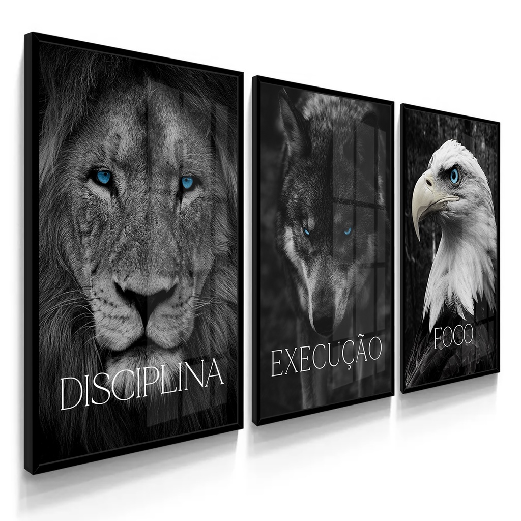 Quadros Decorativos Disciplina Execução Foco Leão Grande | Shopee Brasil
