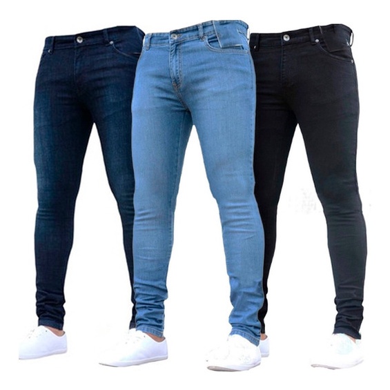 Kit 3 Calça Jeans Masculina Slim Original Elastano Direto Fabrica
