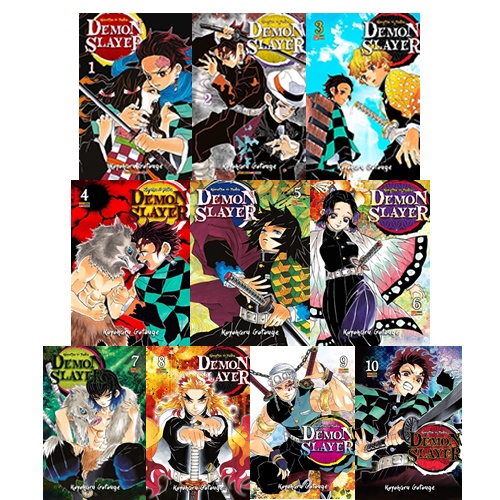Mangá Demon Slayer - Kimetsu no Yaiba - Volumes: 1, 2, 3, 4, 5, 6, 7, 8, 9, 10 Panini Lacrado e ...