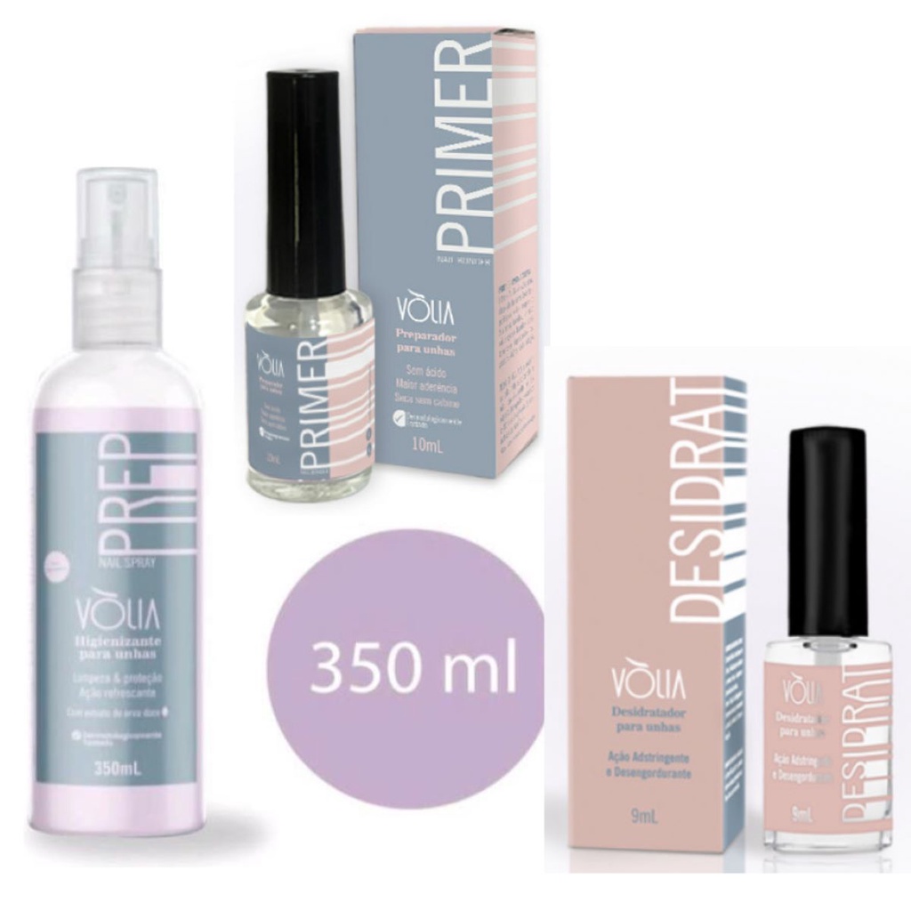 Kit Volia Prep 350 Ml + Desidrat + Primer Nail Bond Preparadores Para ...