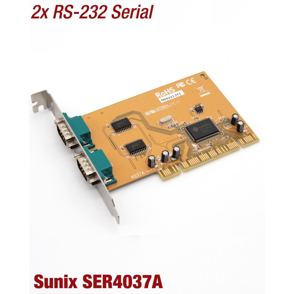 Placa PCI Serial RS-232 Sunix SER4037A DB9 2x Macho | Shopee Brasil