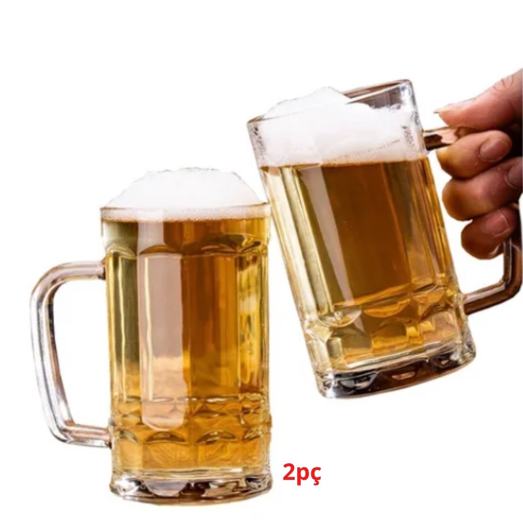 Kit 2 canecas de chopp cerveja gelada capacidade 400ml vidro resistente versatil e elegante ...