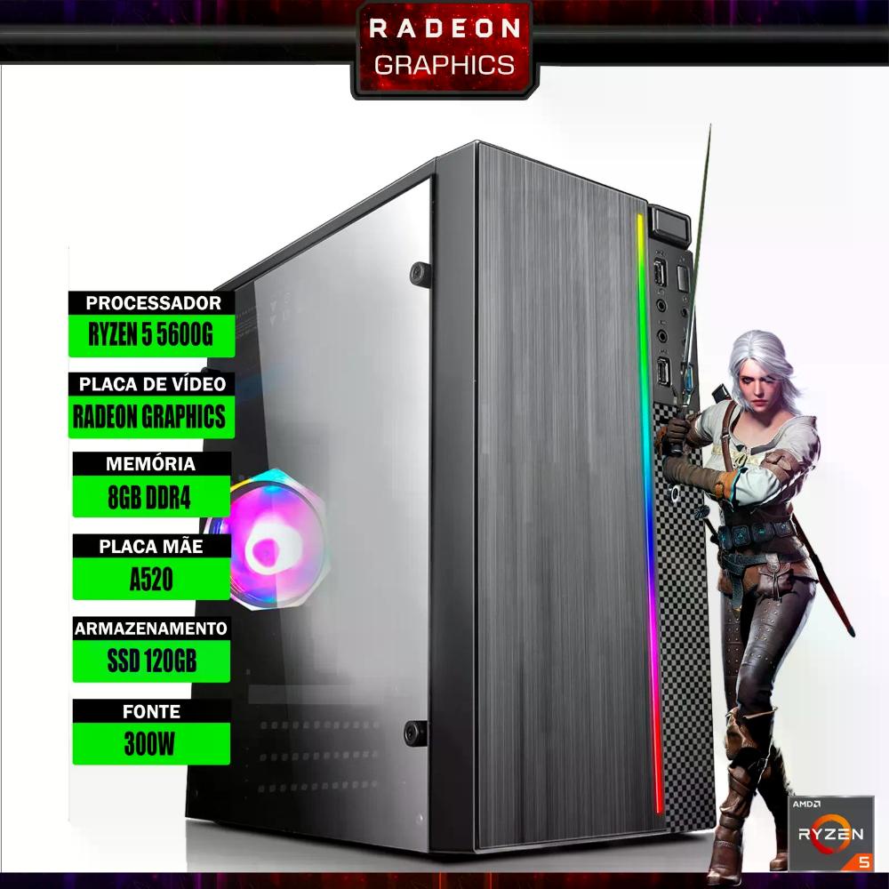 Pc Gamer G-Fire HTG-717 AMD Ryzen 5 5600G 8Gb (Radeon Graphics 2Gb) SSD ...