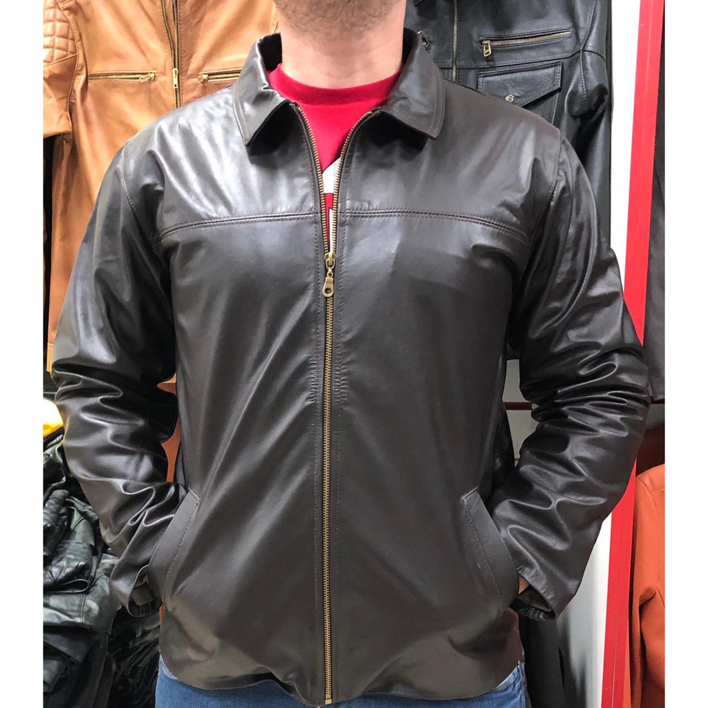 jaqueta Blazer Casaco Mod Caban Couro 100%, Masculino | Shopee Brasil