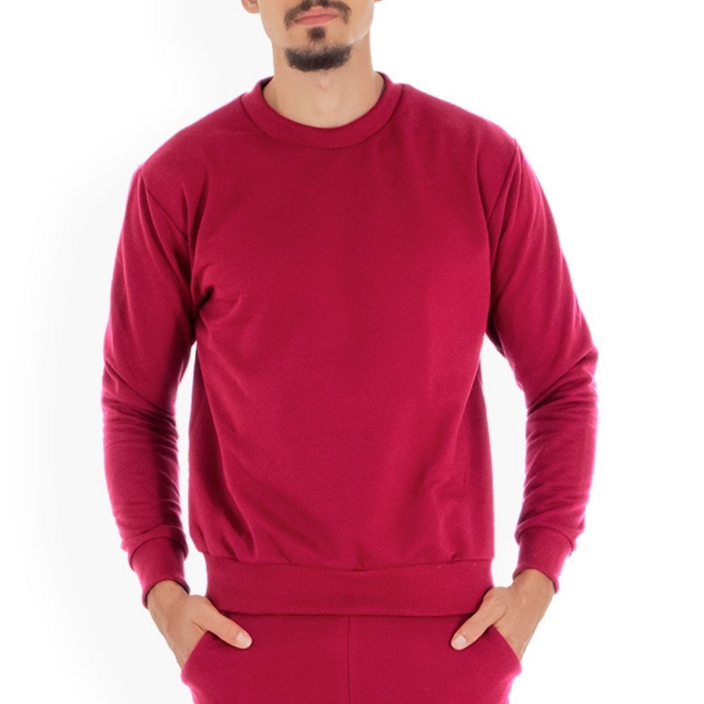 Moletom Sem Capuz Gola Redonda Liso Sem Estampa Masculino Unissex ...