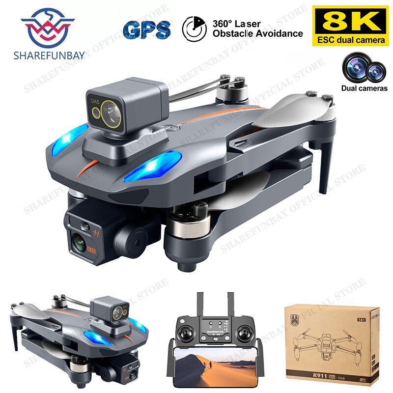 Drone Quadricóptero K911 MAX GPS 4K Profissional 8K Dual HD Câmera FPV ...