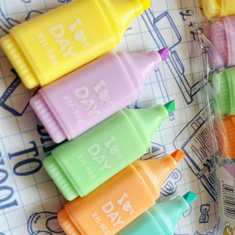 Kit 6 Marca Texto I Love Diy Fofos Marcadores de Texto Coloridos ...