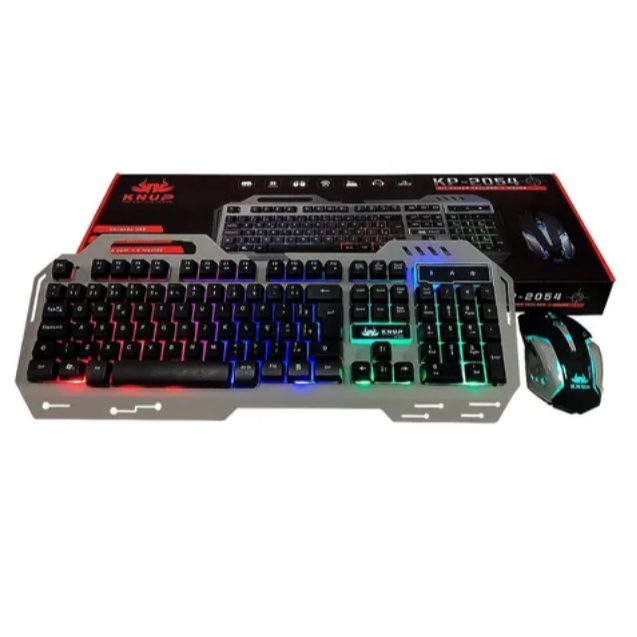 Kit Teclado Mouse Knup Luminoso Semi Mecanico Gamer Rgb Dpi KP-2054 ...