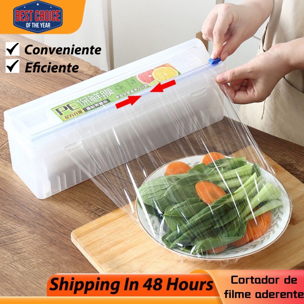 AG Plástico Food Wrap Dispenser Com Cortador De Slides Ajustável ...