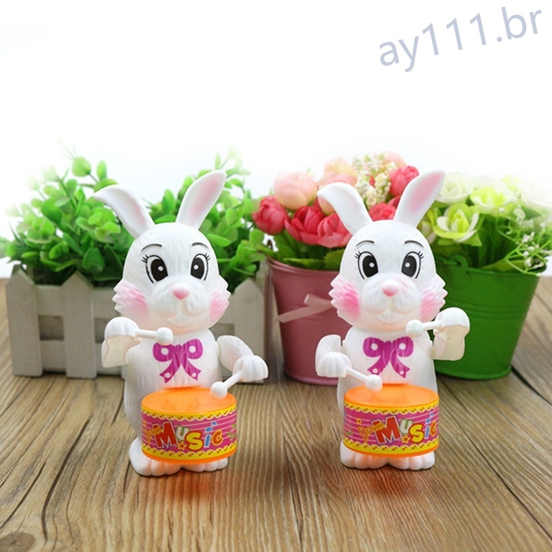 Retro Cute Children's Gift Clockwork Bunny Drum | Shopee Brasil