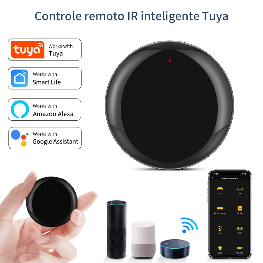 Tuya Wi-Fi Inteligente Remoto IR Controle Universal Para Smart Home TV ...