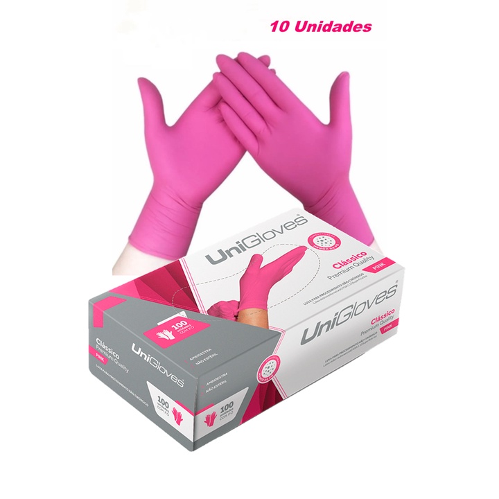 Luvas descartáveis UniGloves Clássico cor rosa tamanho G de látex com ...