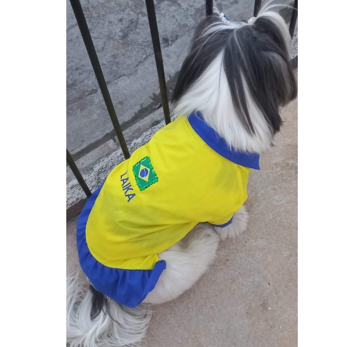 Roupa personalizada pet Vestido Pet - Brasil Copa do Mundo ...