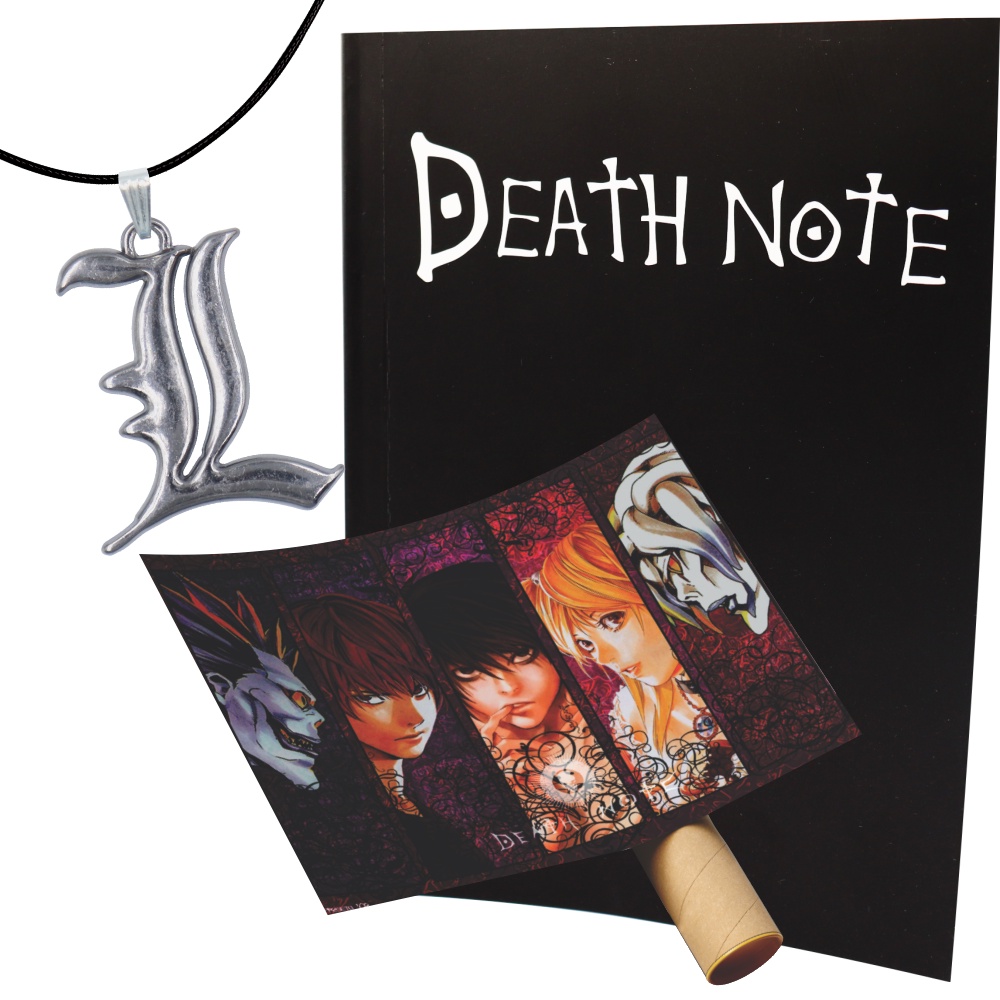 Kit Caderno da Morte Death Note L Kira Ryuk + Poster + Colar | Shopee ...