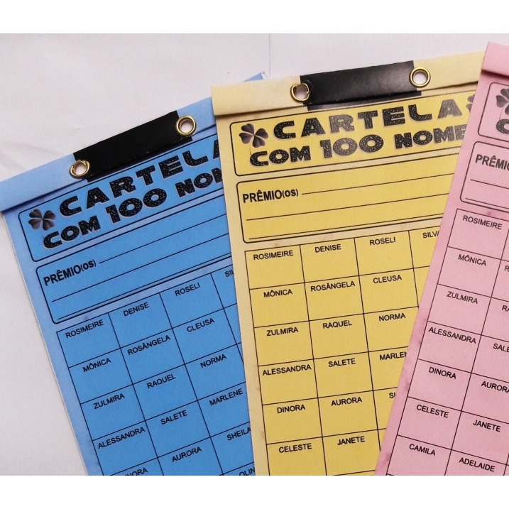 RIFA PERSONALIZADA - Cartela com até 200 Nomes ou números - Papel Nobre OFFSET 180 gramas ...