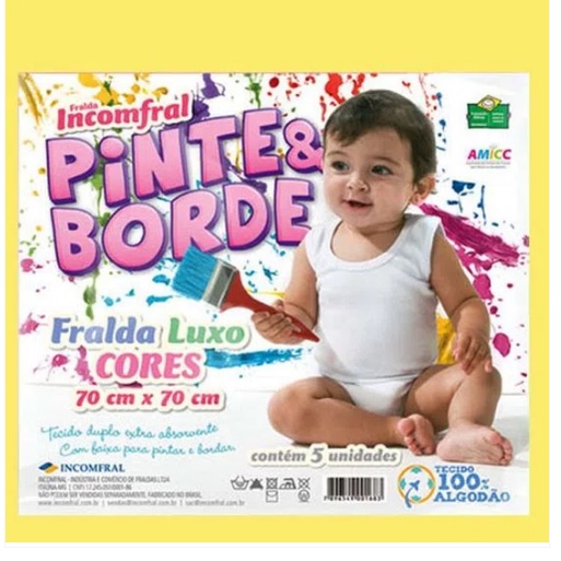 Fralda Luxo Pinte e Borde 70cm x 70cm 05 unidades-Incomfral | Shopee Brasil