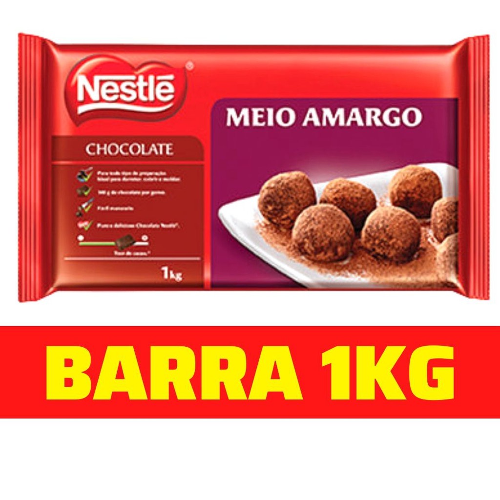 Chocolate Barra Nestle 1kg Meio Amargo Derreter | Shopee Brasil