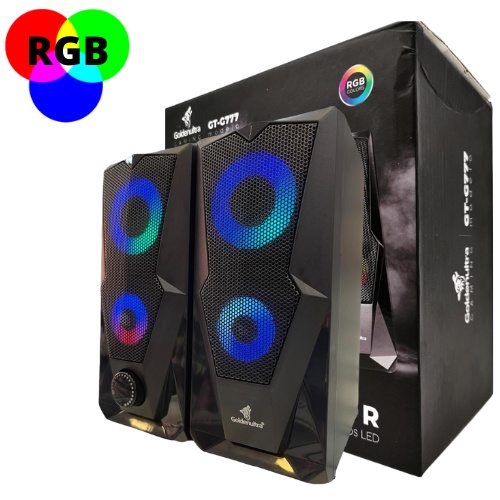 Caixa Caixinha de Som Pc Computador Notebook + Entrada Auxiliar Led RGB ...