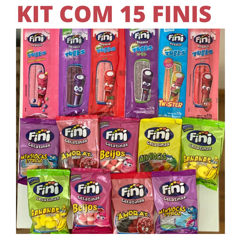 Kit Fini com 15 pacotes Fini Sabores Variados | Shopee Brasil