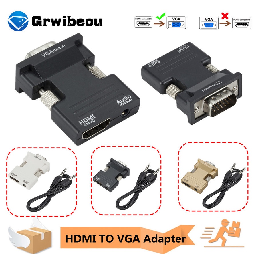 HDMI Para VGA Cabo Adaptador Macho Fêmea Conversor 1080 P Digital ...