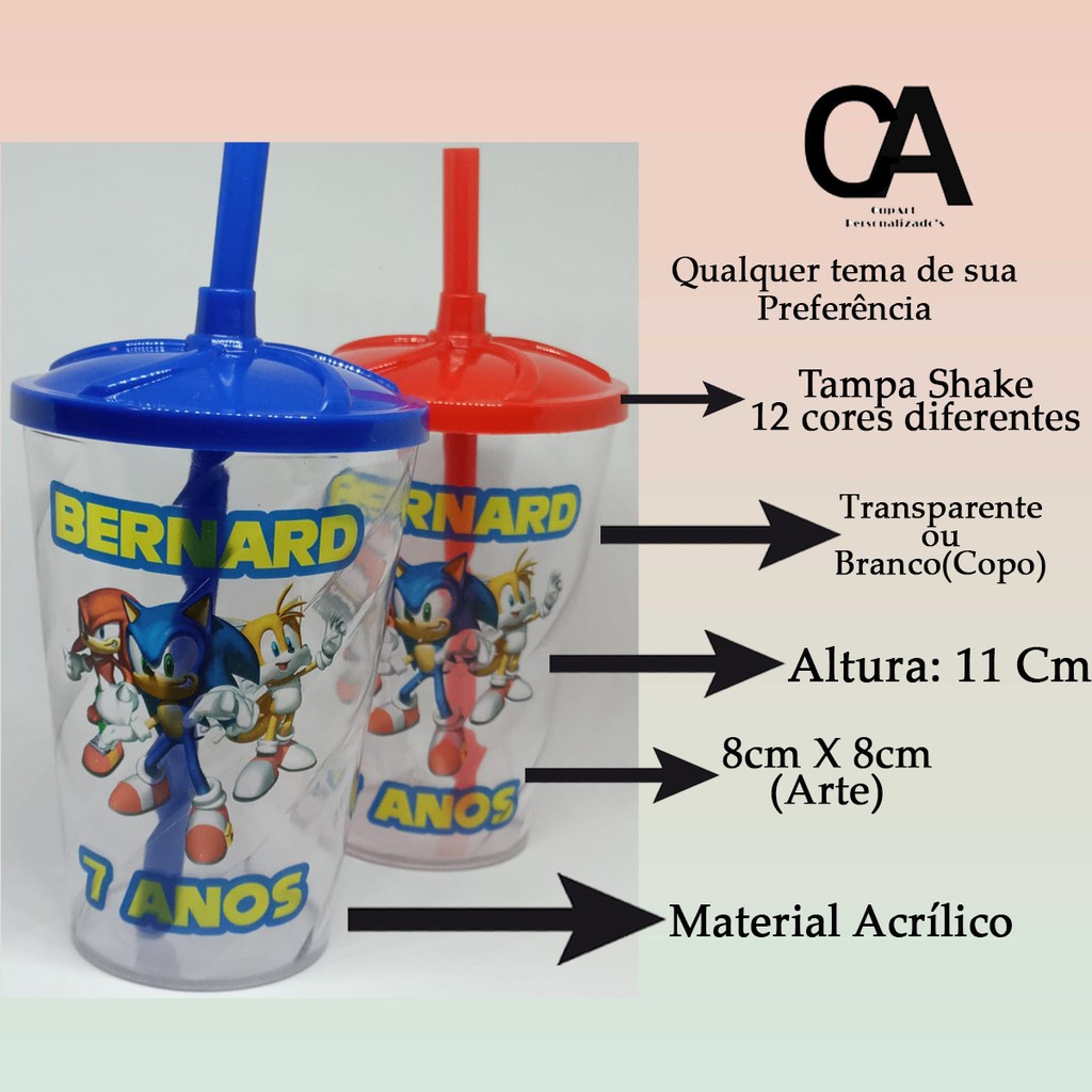 Kit C/ 11 Copos Twister Shake Personalizados 300ml C/tampa e canudo ...