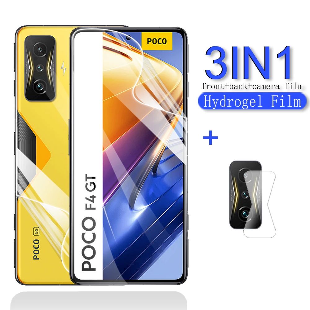Película Hidrogel 3 Em 1 Para Xiaomi Poco F4 GT M4 M3 X4 X3 Pro NFC Pocophone Mi 5G 4G Protetor ...