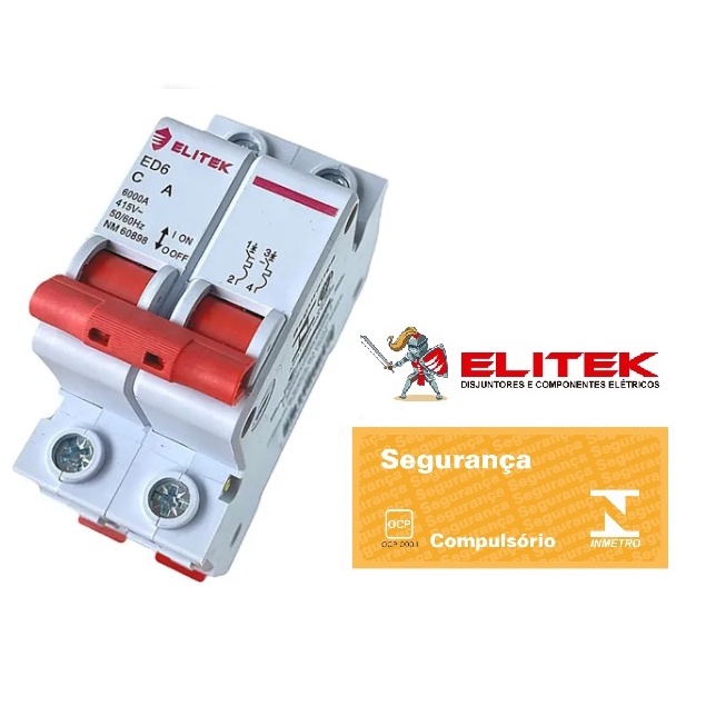 Disjuntor Elitek Bipolar Curva C - 32a - 40a - 50a - 63a - Homologado Inmetro | Shopee Brasil