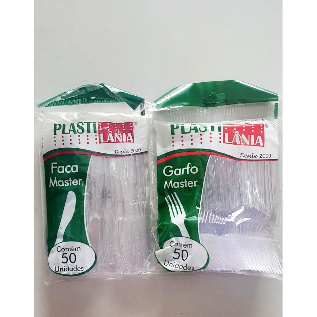 Kit 50 Talher Garfo e Faca Descartável para Refeição Reforçado ...