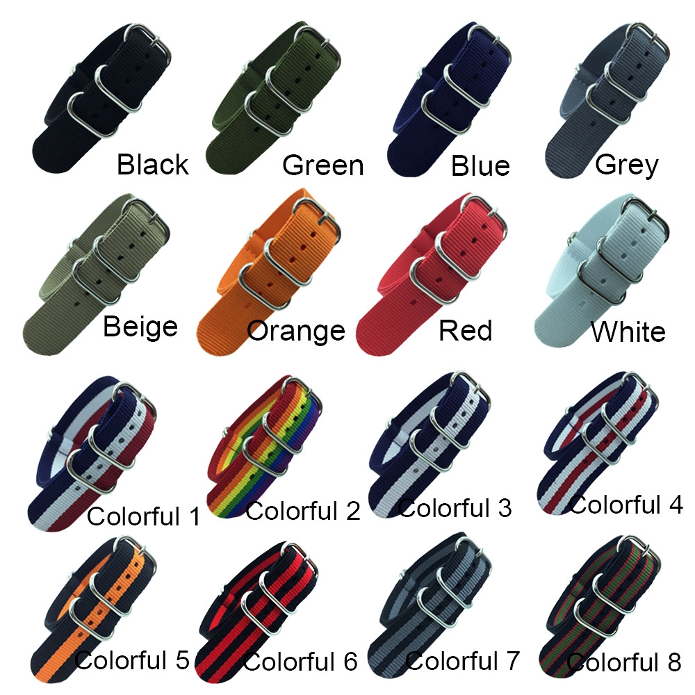18mm 20mm 22mm 24mm Army Nato Strap Fabric Nylon Watchband Buckle Belt ...