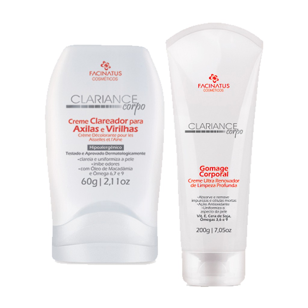 Kit Clariance Creme Clareador para Axilas e Virilhas + Gomage Corporal ...