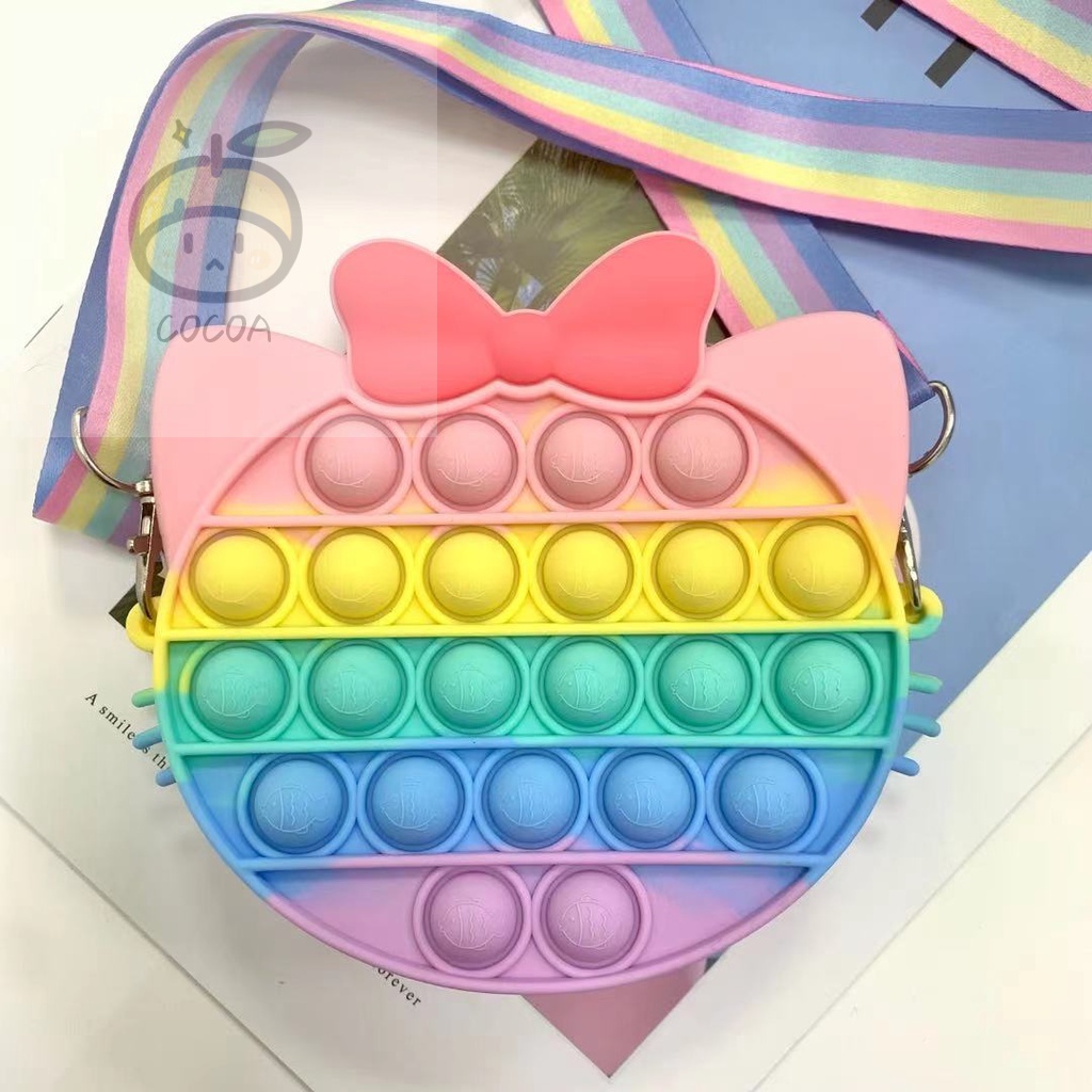 Pop it Hello Kitty bolsas Colorido Sensorial Foxmind Fidget Toys Push Bubble Dimple Jogo ...