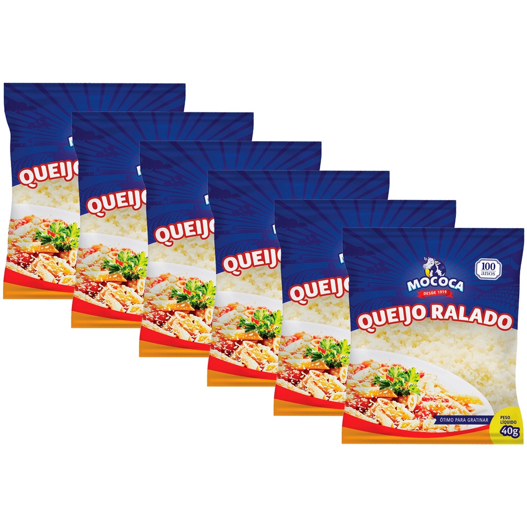 Kit 6 Queijo Ralado Fresco Desidratado Gratinar Mococa 40g | Shopee Brasil