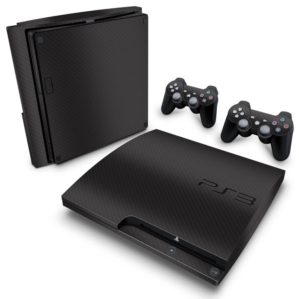 Skin PS3 Slim Adesivo - Fibra De Carbono Preto | Shopee Brasil