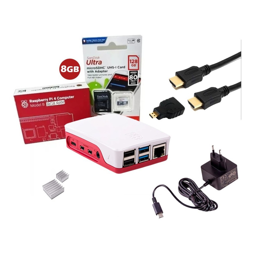 Kit Raspberry Pi 4 Model B 8gb Fonte Oficial Case Oficial 128gb | BeeCost