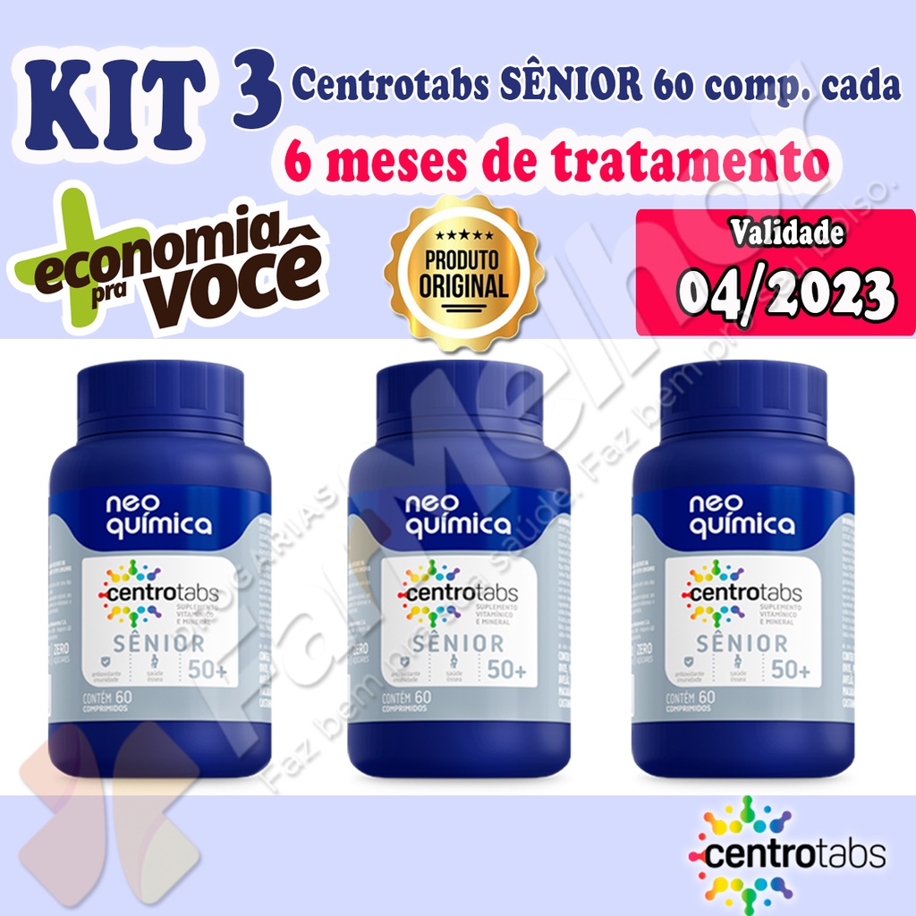 Kit 3 Centrotabs SENIOR 50+ com 60 Comprimidos - Total 180 Comprimidos ...