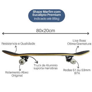 Skate Completo Shape Liso Semi Profissional e Iniciante Street | Shopee ...