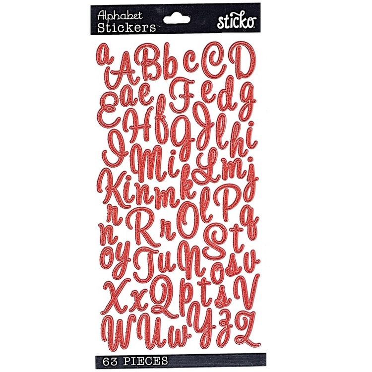 Adesivo Alfabeto EK - Sticko - Red Glitter Script Alpha Small | Shopee ...