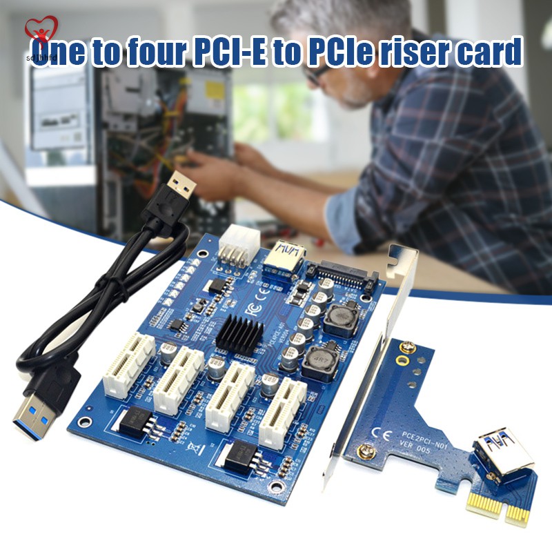 Placa gráfica 1 ao 4 pci-e 1x m2 cartão de expansão 4 portas pci-e para pcie / placa de riser ...