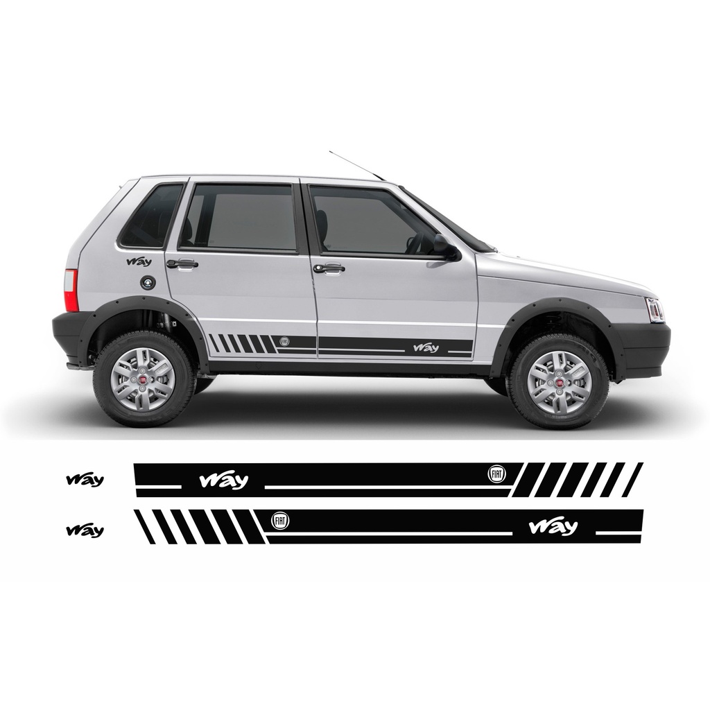 Kit 4 Adesivos Faixa Lateral Fiat Uno Mille Way | Shopee Brasil