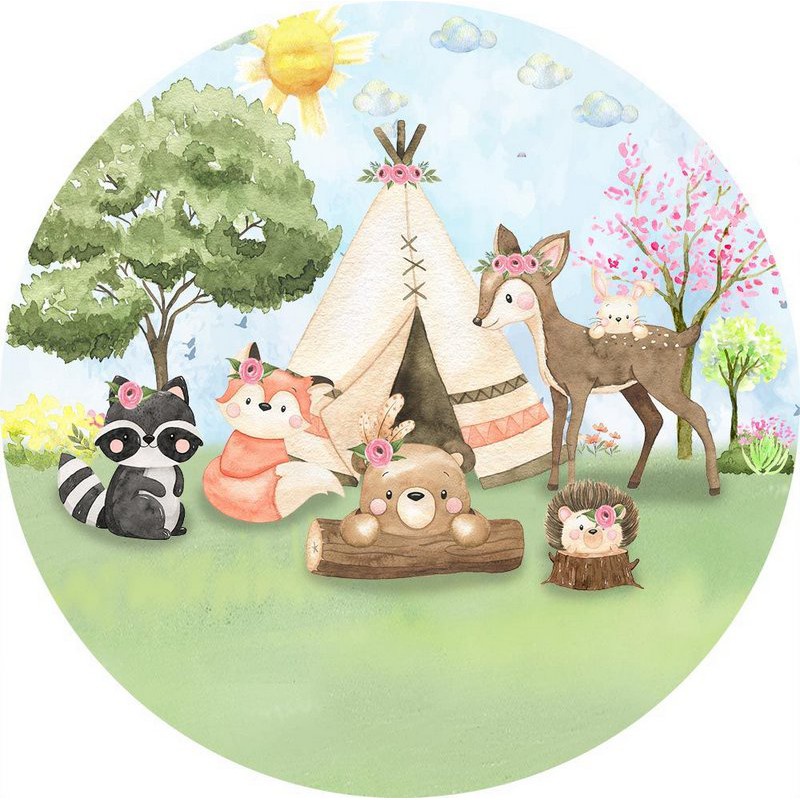 Painel De Festa Redondo Sublimado Bosque Encantado | Shopee Brasil