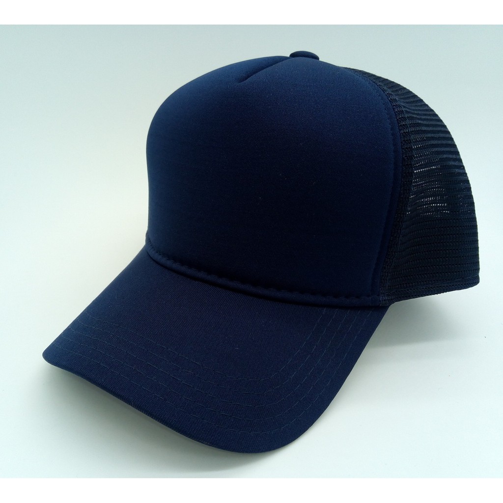 Boné Azul Marinho liso aba curvada trucker tela oldschool | Shopee Brasil