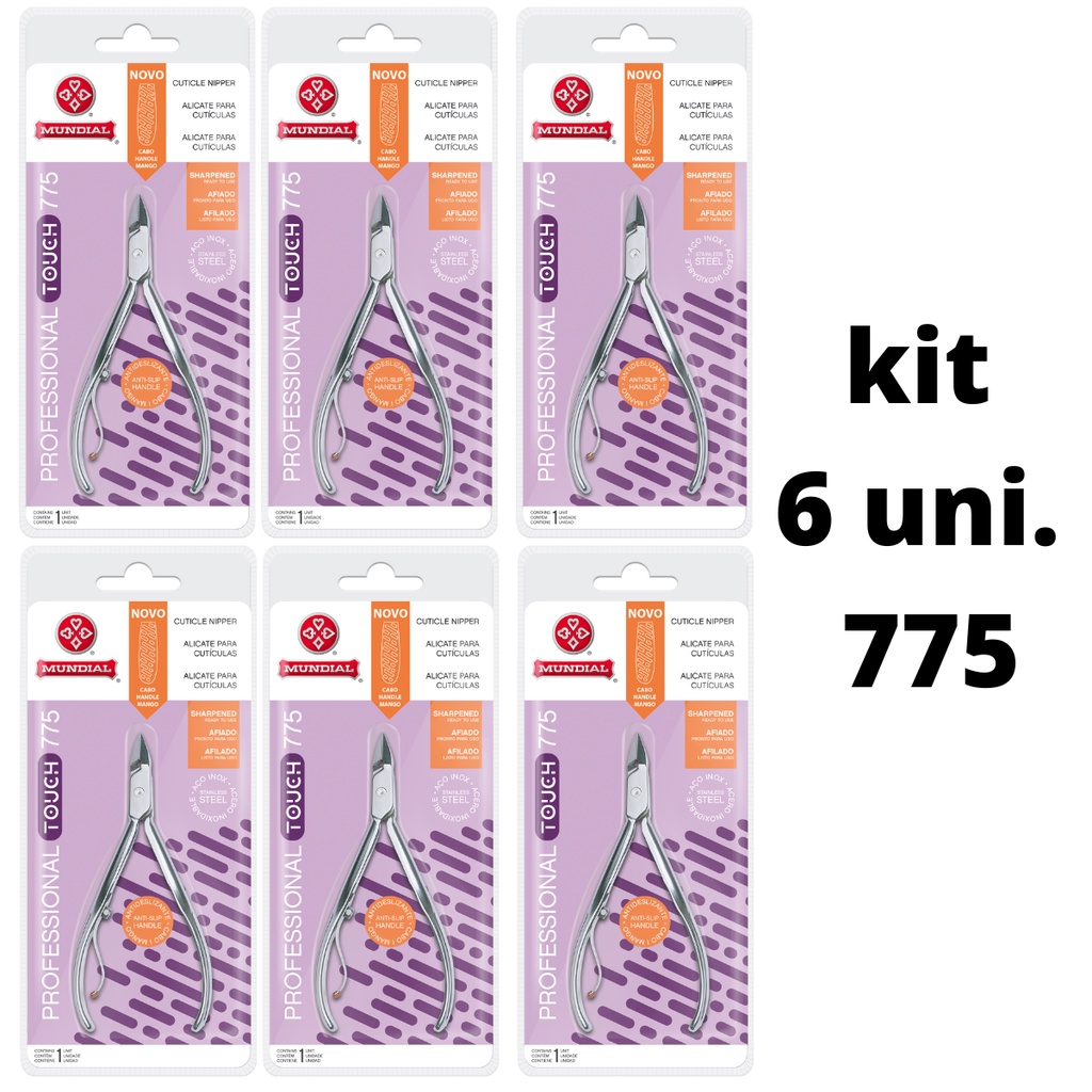 Kit 6 ALICATE CUTICULA 775 PROFISSIONAL MANICURE MUNDIAL AÇO INOX ...