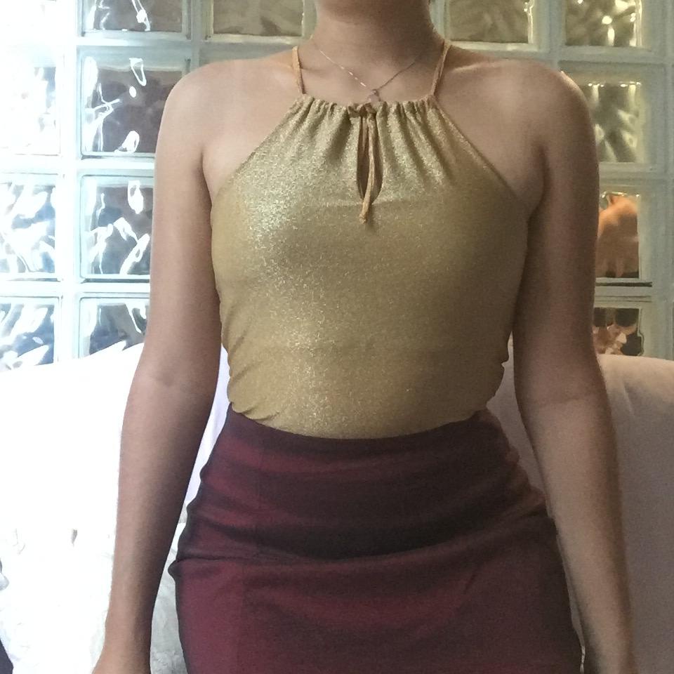 halter top dourado y2k | Shopee Brasil